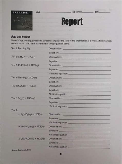 Solved Exercise 4 Name Lab Section Date Report Data And