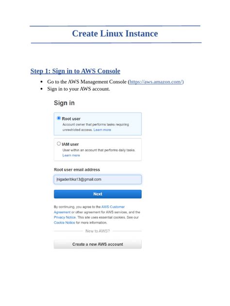 Create Linux Instance Using Aws Console Pdf