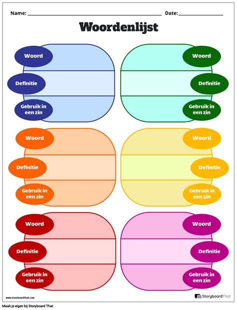 Nieuwe Sjabloon Voor Woordenlijst Voor Pagina Maken 3