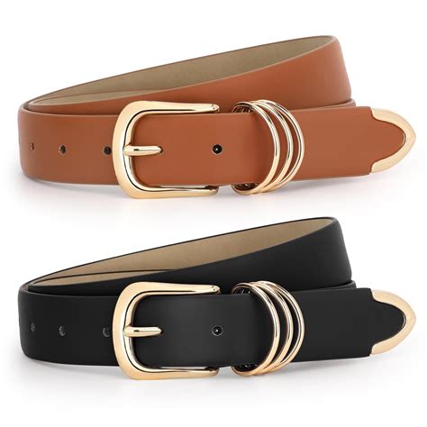 Whippy Womens Leather Belts For Jeans Black Casual Ladies Waist Belt