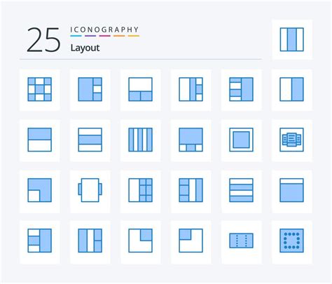 Layout 25 Blue Color Icon Pack Including Scale View View Layout