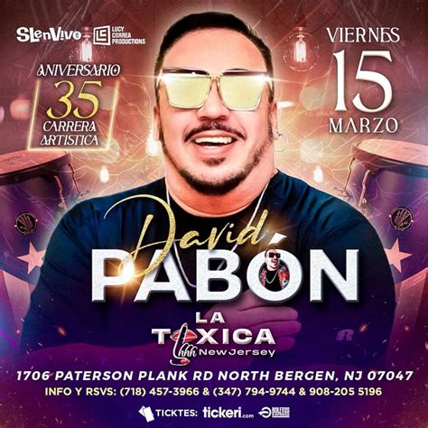 David Pabon En New Jersey Tickets Boletos La Toxica North Bergen 2024 03 15