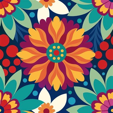 Abstract Colorful Flower Seamless Pattern Vector Art And Illustration Premium Ai Generated Vector