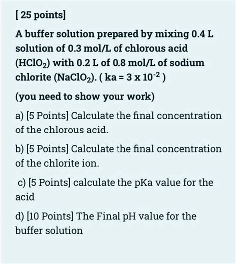Solved I Need Solve This Qusetions Points A Buffer Solution Course Hero