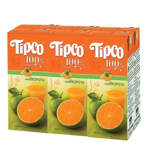 ทิปโก้ น้ำส้มเขียวหวาน 100 200 มล X 6 กล่อง Tipco 100 Orange Juice Tangerine 200 Ml X 6