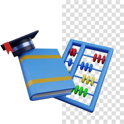 모자 토가 책과 주판 수학 3d 렌더링 개념 교육 프리미엄 Psd 파일