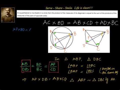 Ptolemys Theorem Proof Cyclic Quadrilaterals YouTube
