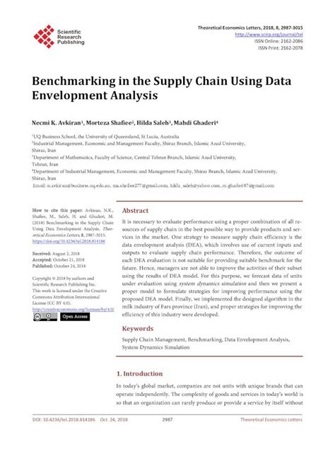pdf benchmarking in the supply chain using data …data envelopment