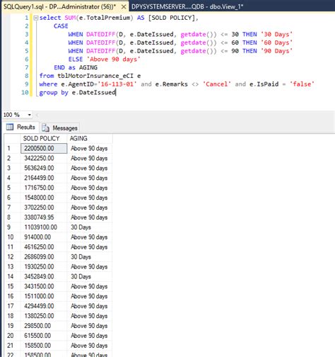 Aging Of Accounts In Sql Server