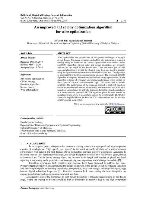 An Improved Ant Colony Optimization Algorithm For Wire Optimization Pdf