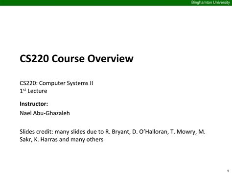 Ppt Cs220 Course Overview Cs220 Computer Systems Ii 1 St Lecture Powerpoint Presentation