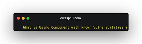 What Is Using Component With Known Vulnerabilities Owasp10