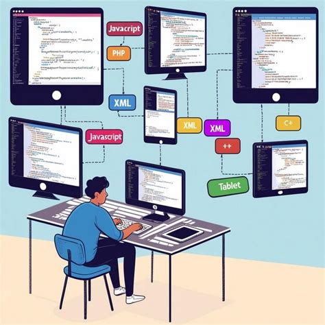 isometric style illustration of a programmer working premium ai