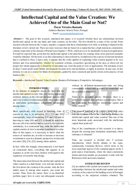 Pdf Intellectual Capital And The Value Creation We Achieved One Of The Main Goal Or Not