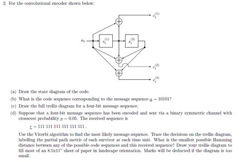 For The Convolutional Encoder Shown Below Chegg