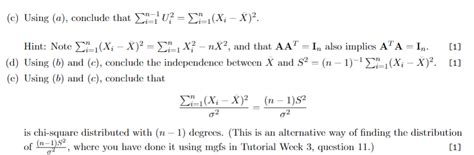 C Using A Conclude That ∑i1n−1ui2∑i1nxi−xˉ2