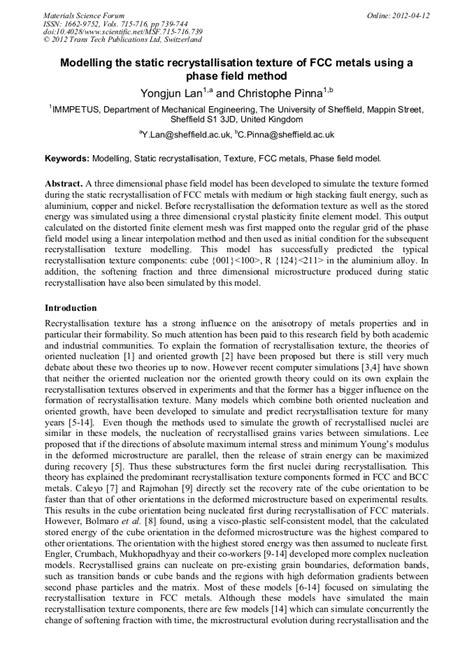 Modelling The Static Recrystallisation Texture Of Fcc Metals Using A