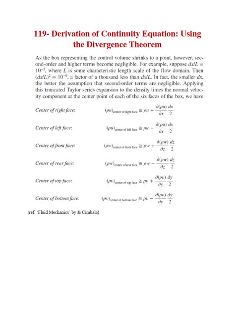 119 Derivation Of Continuity Equation Using The Divergence Theorem Pdf 119 Derivation Of Continuity Equation Using The Divergence Theorem Pdf