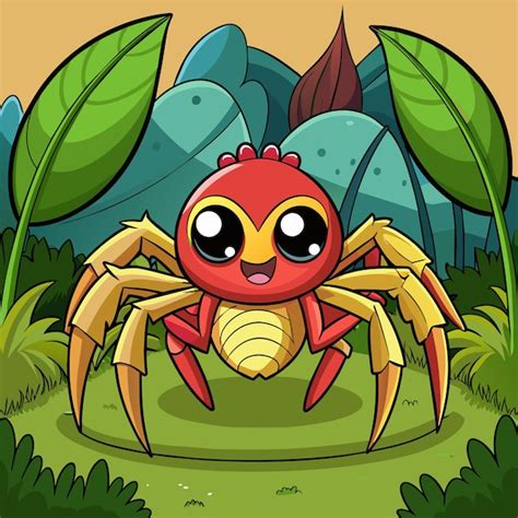 Una Ilustración De Dibujos Animados De Una Araña Con Una Araña Roja En
