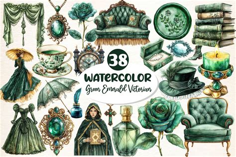 Green Emerald Victorian Clipart Png Graphic By Dream Creation