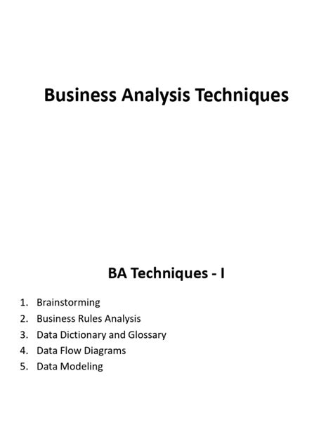 Ba Techniques 1 Pdf Data Model Brainstorming