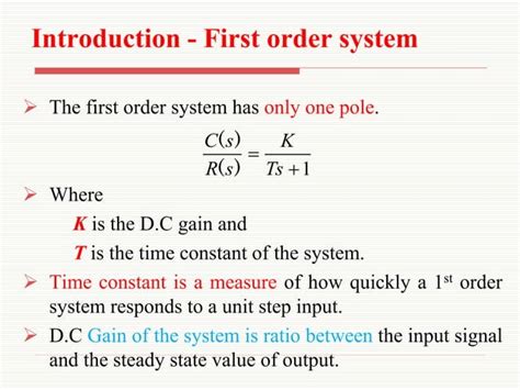 First And Second Order Of The Control Systems Ppt