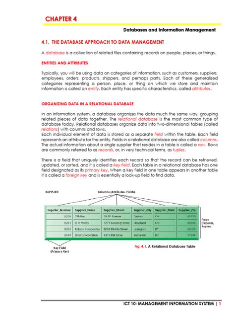 Chapter 4 Databases And Information Management Pdf Databases Relational Model