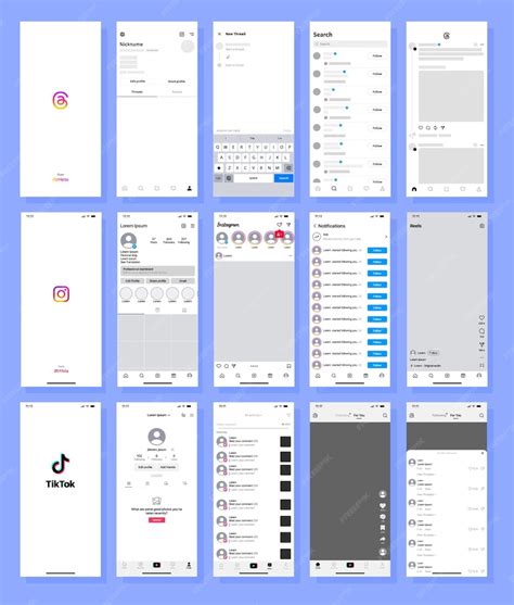 Premium Vector | Instagram tiktok threads interface set social media set instagram tiktok ...