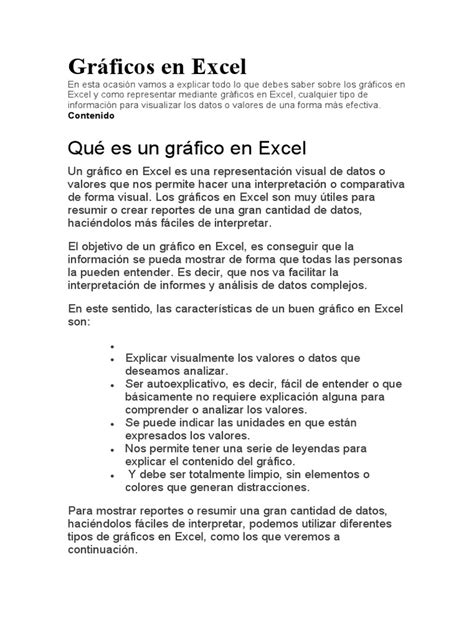 Gráficos En Excel Pdf Microsoft Excel Información