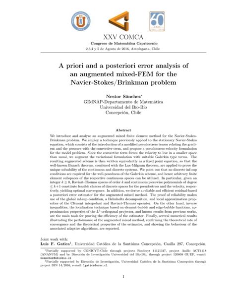 Xxv Comca A Priori And A Posteriori Error Analysis
