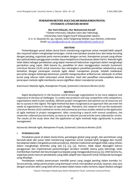 Penerapan Metode Agile Dalam Manajemen Proyek Systematic Literature
