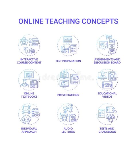 Lifelong Learning Blue Gradient Concept Icons Set Stock Vector
