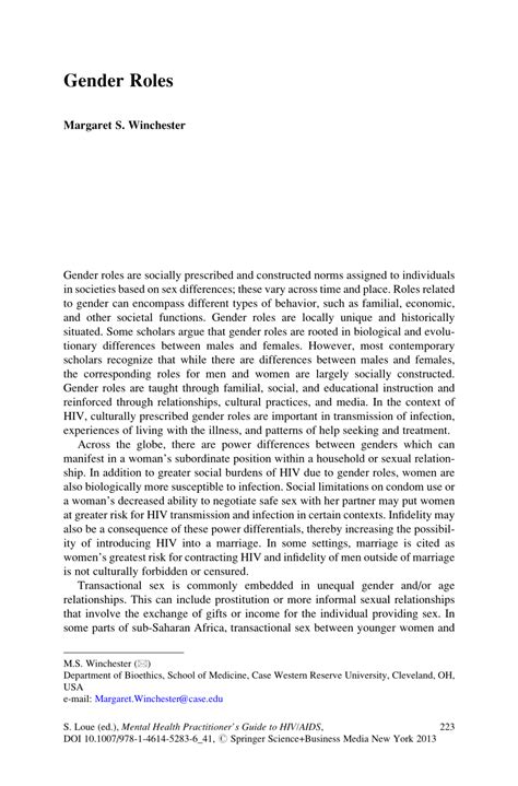 Pdf Gender Roles