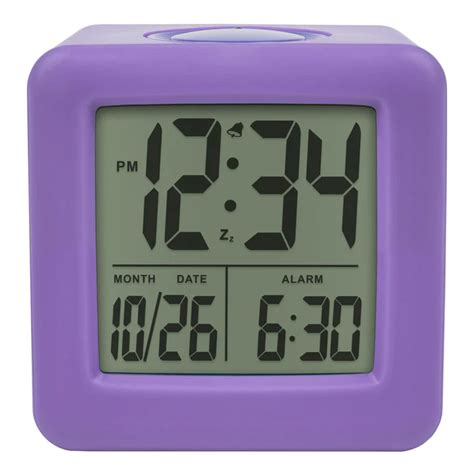 Soft Cube Lcd Alarm Clock W Smart Light Purple