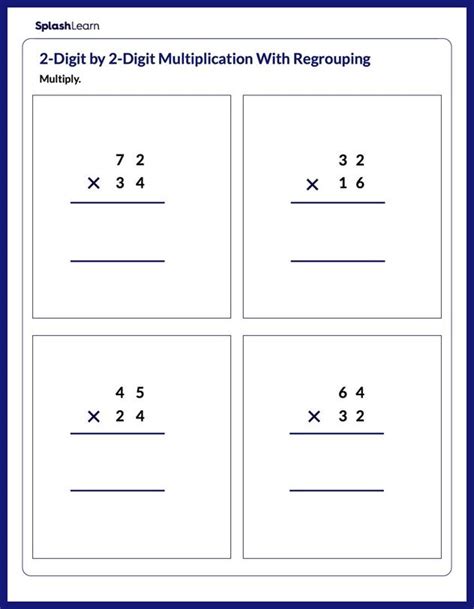 Multiply Two Digit Numbers Worksheet