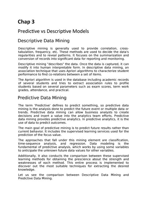 IMP MACHINE LEARNING QUETIONS FOR GTU PART Chap Predictive Vs Descriptive Models