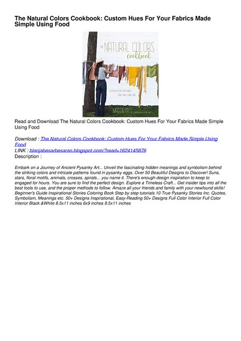 Pdfdownload The Natural Colors Cookbook Custom Hues For Your
