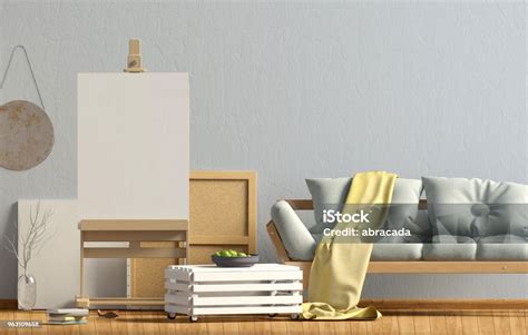소파와이 젤과 스 칸디 나 비아 스타일에 현대적인 인테리어 디자인 포스터를 비웃는 다 3d 그림입니다 0명에 대한 스톡 사진 및 기타 이미지 Istock