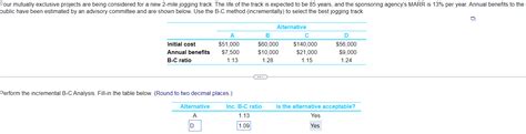 solved perform the incremental b c analysis fill in the