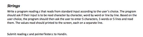Solved Write A Program Reading C That Reads From Standard Chegg Com