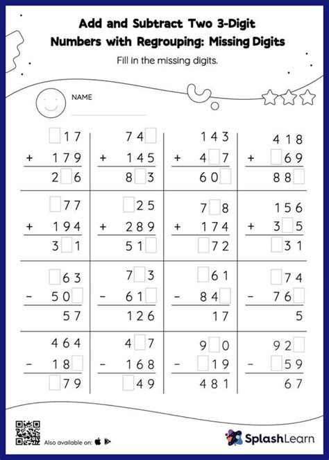 Subtract 3 Digit Numbers With Regrouping Worksheets