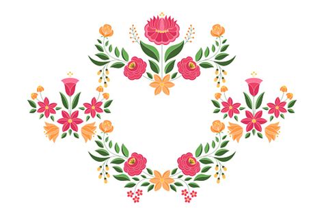 헝가리어 민속 패턴 벡터 프레임입니다 플라워 에스닉 장식 슬라브 동부 유럽 인쇄 전통적인 꽃무늬 자 수 디자인 양귀비 식물에 대한 스톡 벡터 아트 및 기타 이미지 Istock