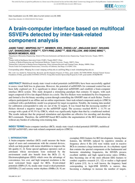 Pdf A Brain Computer Interface Based On Multifocal Ssveps Detected By