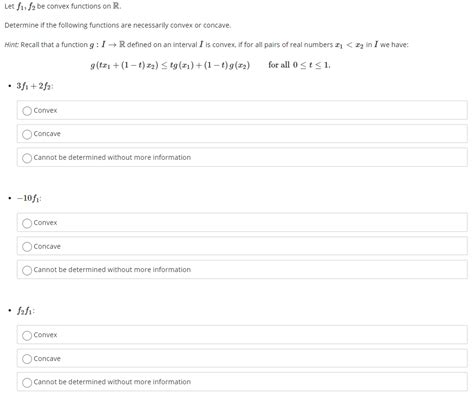 Solved Let Fi F Be Convex Functions On R Determine If The Chegg
