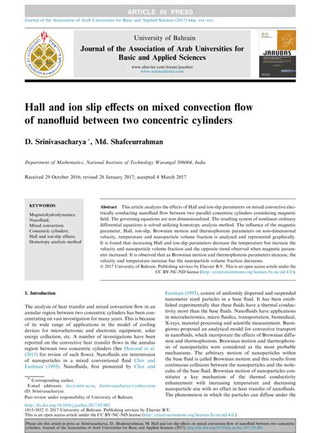 Pdf Hall And Ion Slip Effects On Mixed Convection Flow Of Nanofluid