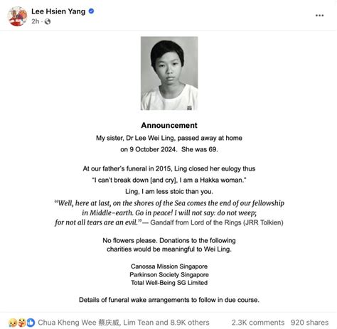 Lee Wei Lings Passing Sparks Fond Memories Heartfelt Tributes And