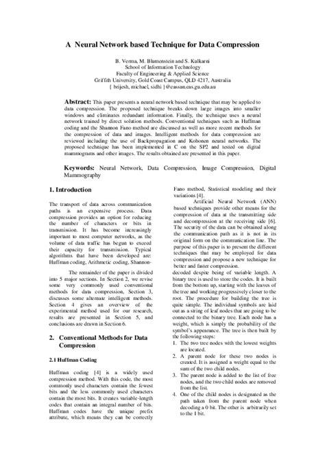 Pdf A Neural Network Based Technique For Data Compression
