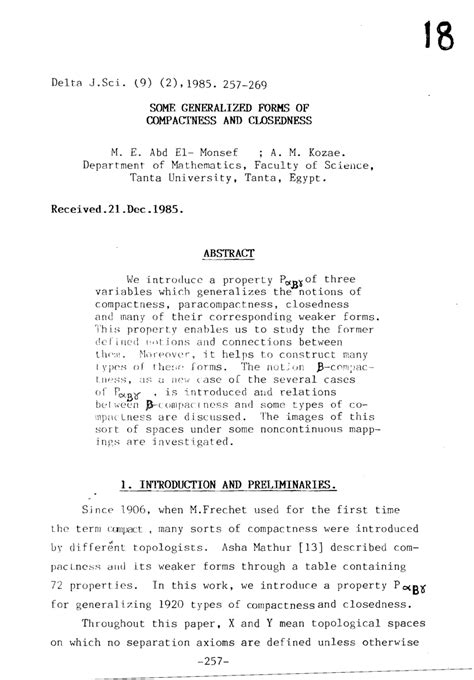Pdf Some Generalized Forms Of Compactness And Closedness
