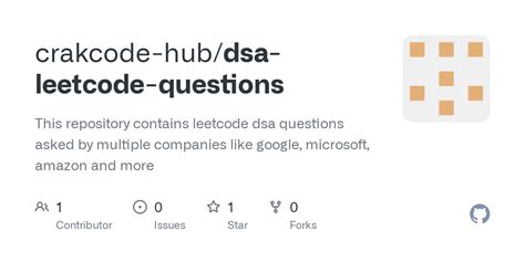 Github Crakcode Hubdsa Leetcode Questions This Repository Contains Leetcode Dsa Questions