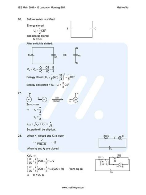 JEE Main Question Paper With Answer Keys Th Jan Morning MathonGo